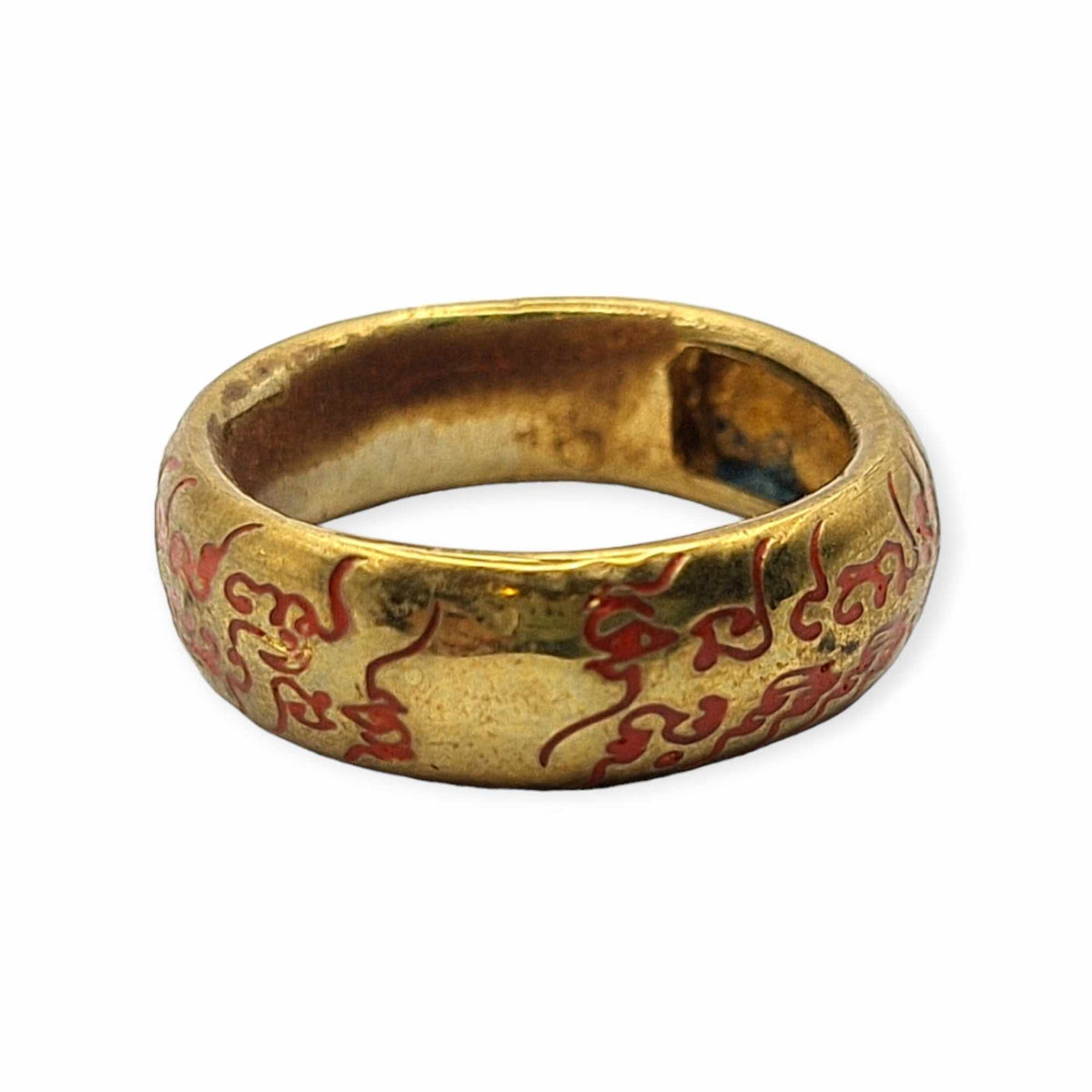 Thai amulet Lord Of The Ring Gold Plated with Written Mantra Phra Aj O ...