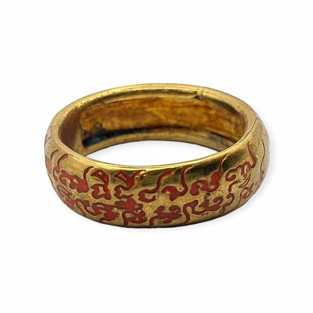 Thai amulet Lord Of The Ring Gold Plated with Written Mantra Phra Aj O ...